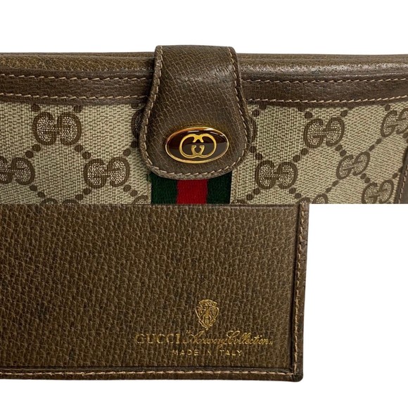 Gucci | Bags | Gucci Long Brown Wallet Line Gg Sherry | Poshmark